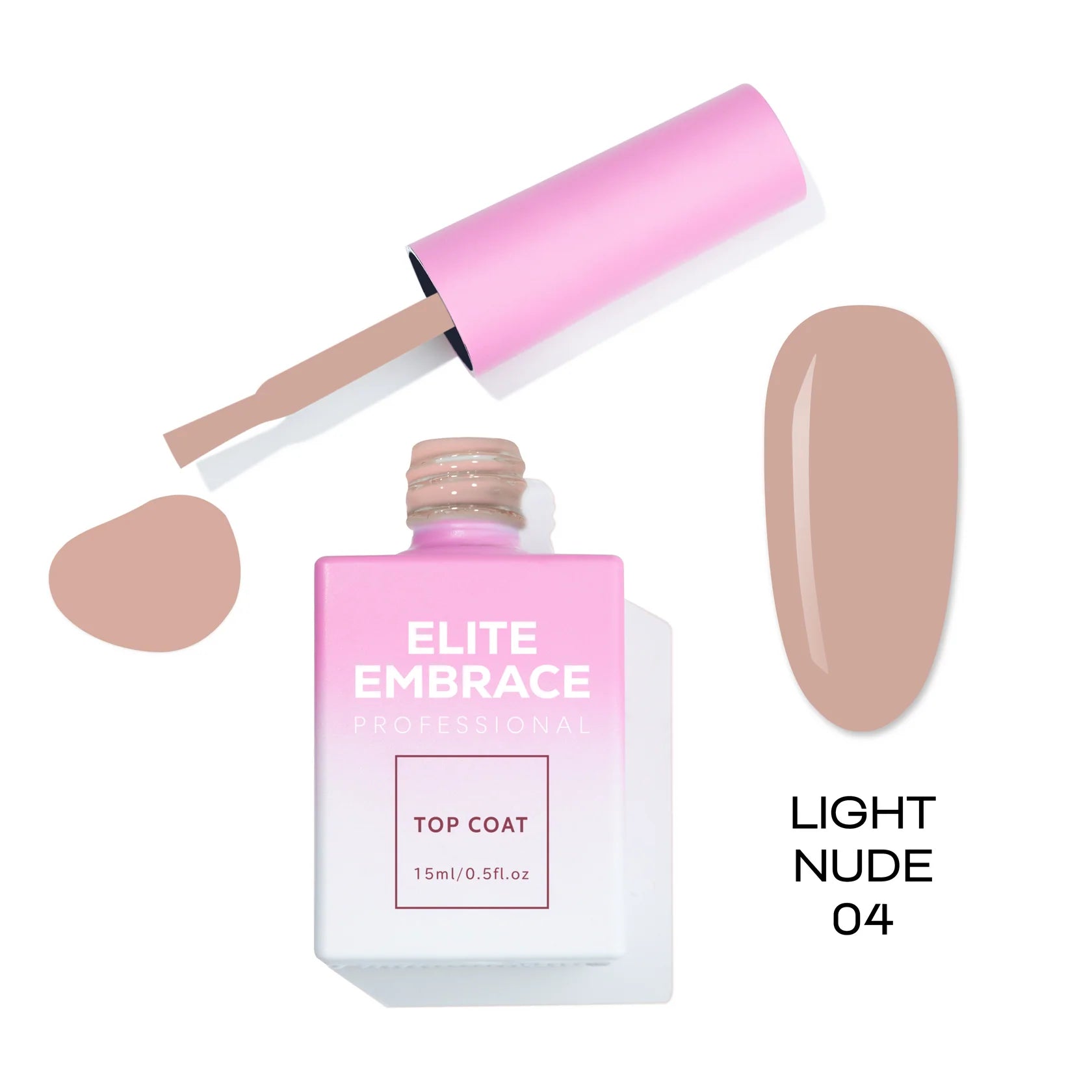 ELITE EMBRACE Nail Polish Top Coat Light Nude 04, 15ml | Nail Market USA